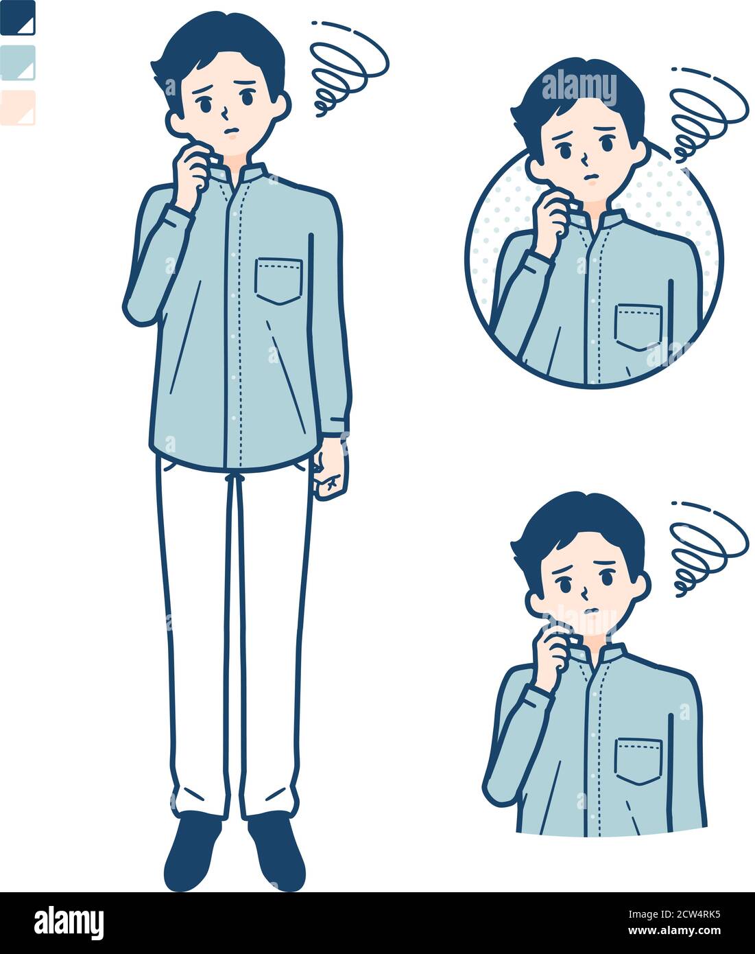 Man in a shirtwith be troubled images. It's vector art so it's easy to ...