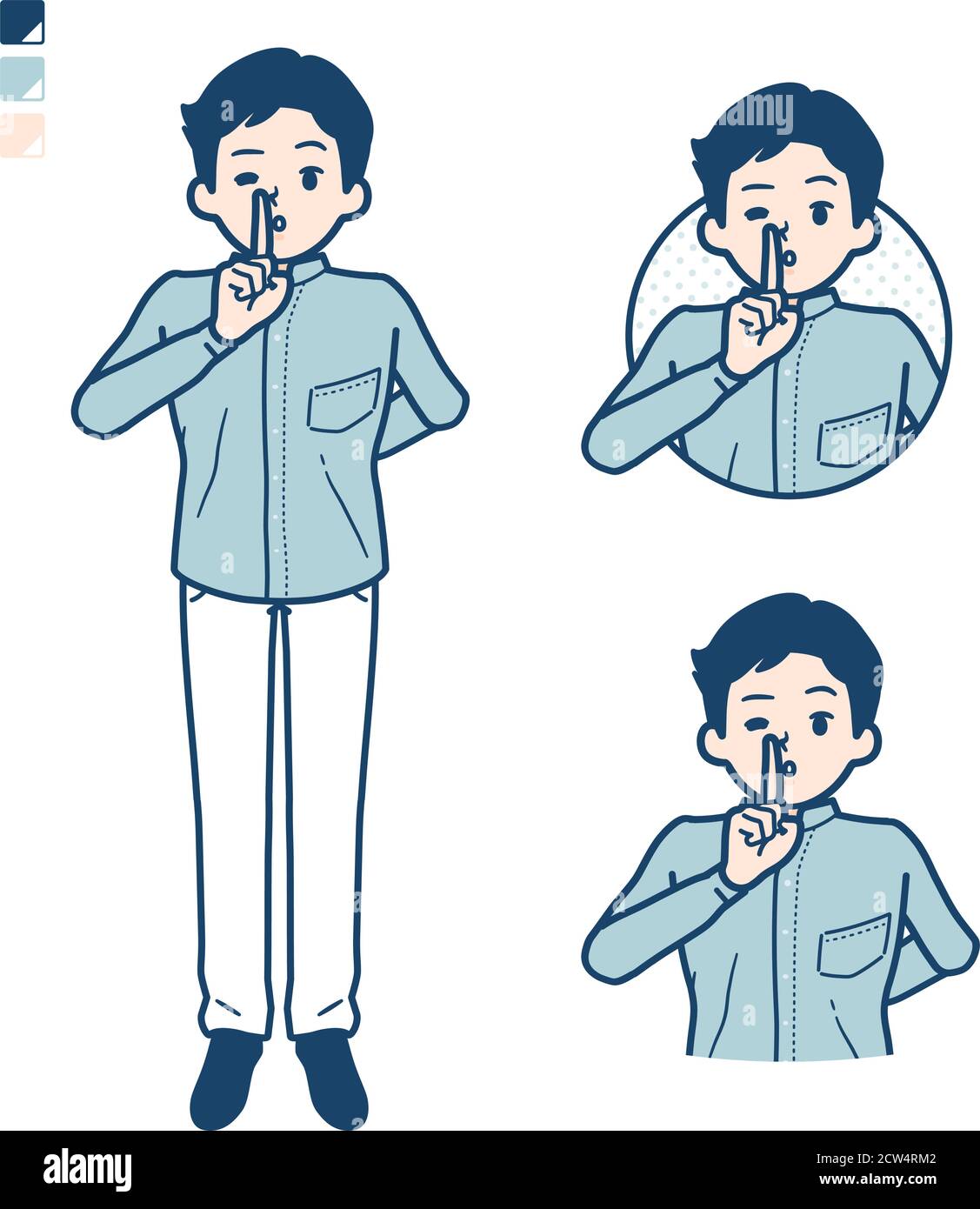 Man in a shirtwith be quiet hand sign images. It's vector art so it's ...