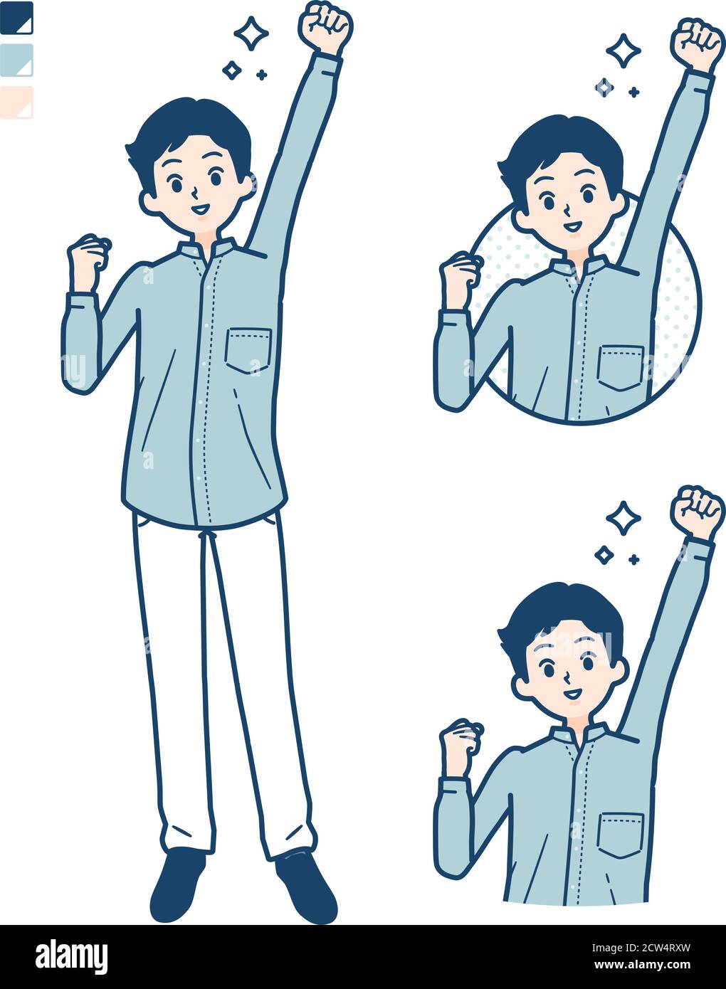 Man in a shirtwith fist pump images. It's vector art so it's easy to ...