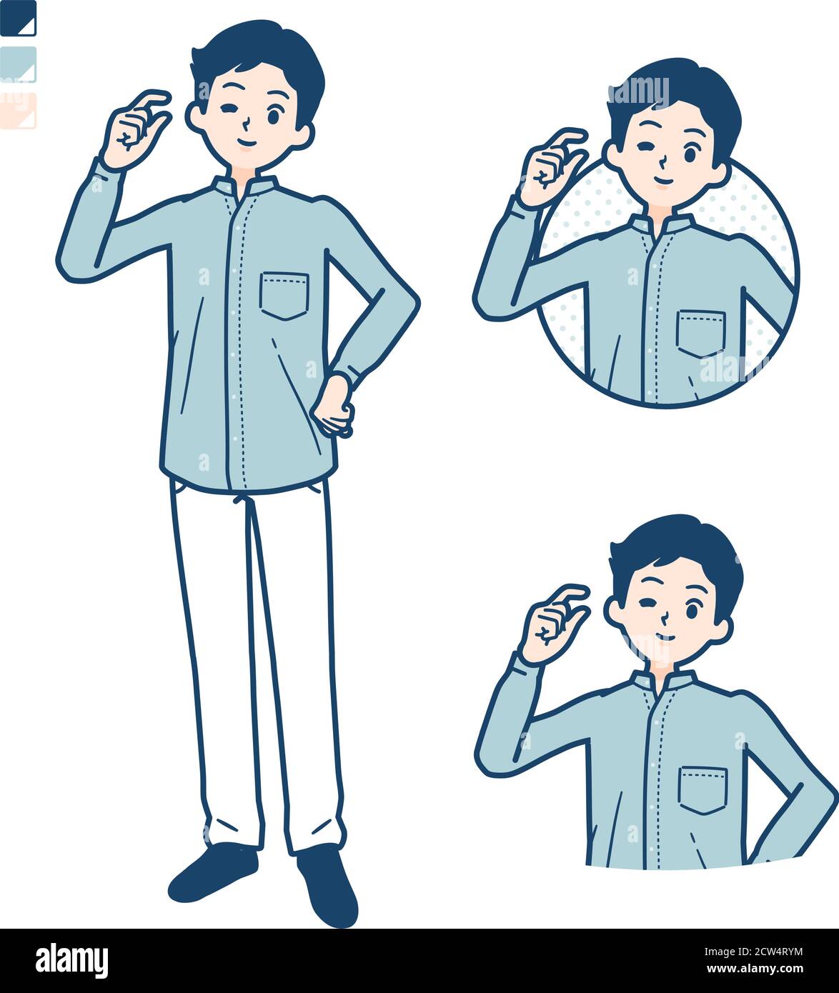 Man in a shirtwith Just a bit Hand sign images. It's vector art so it's ...