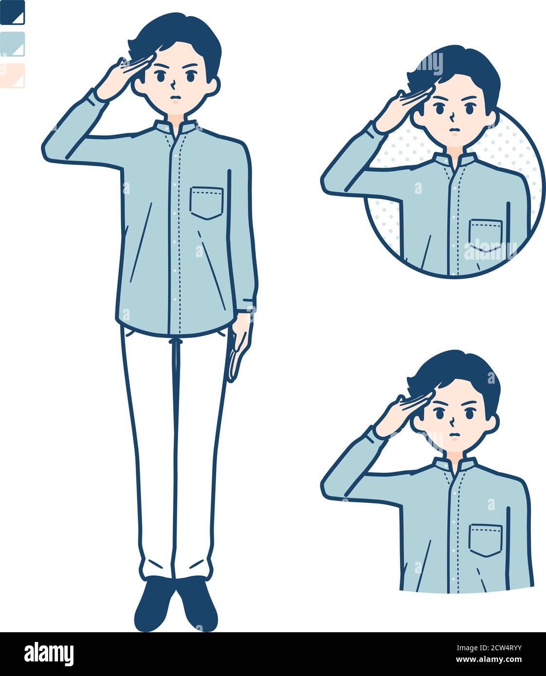 Man in a shirtwith salute images. It's vector art so it's easy to edit ...