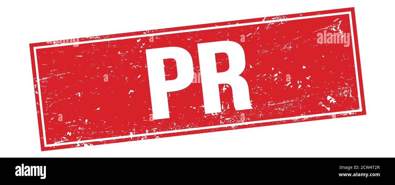 PR text on red grungy rectangle stamp sign Stock Photo - Alamy