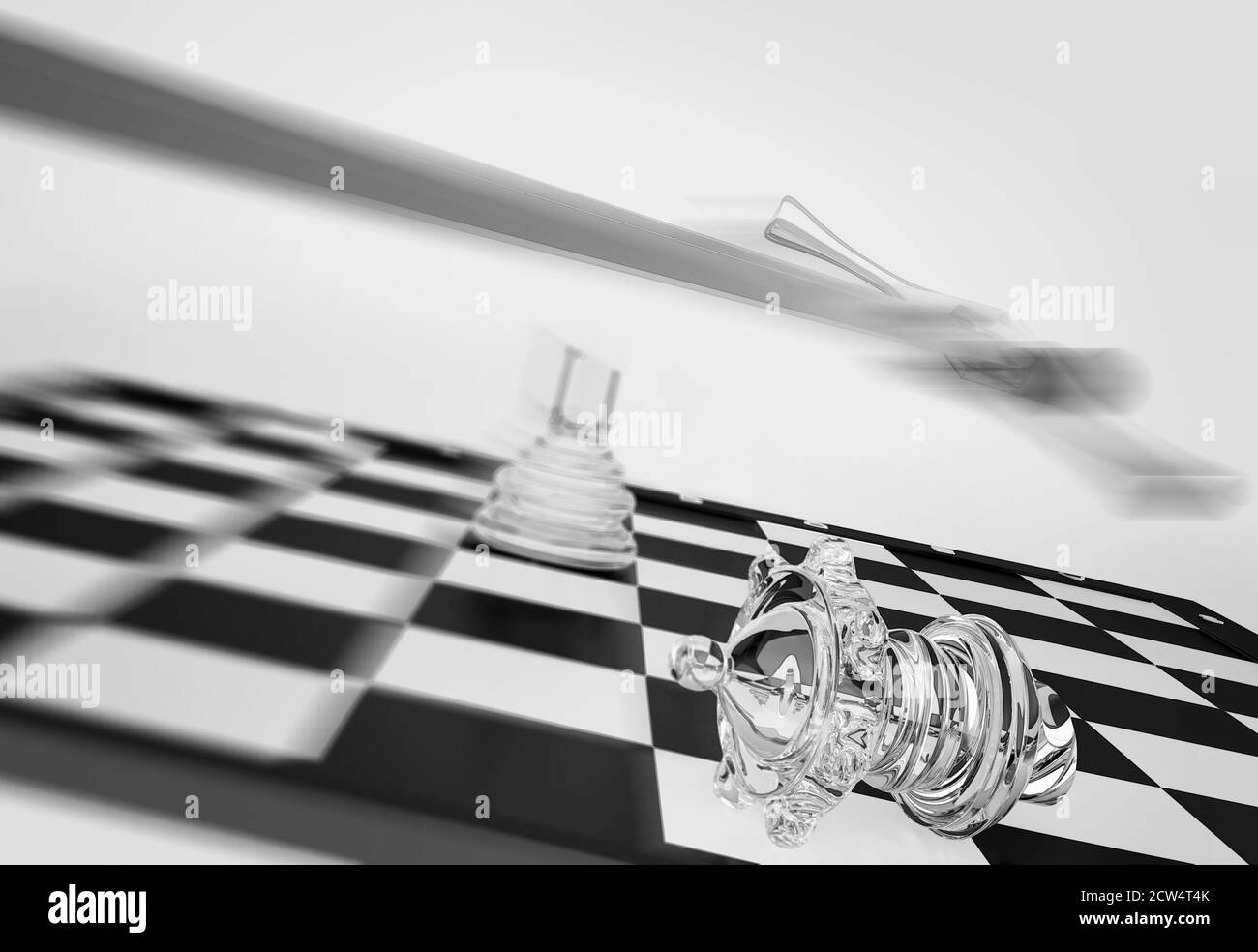 Concept. Strike a sword on the figure of the white Queen on the ...