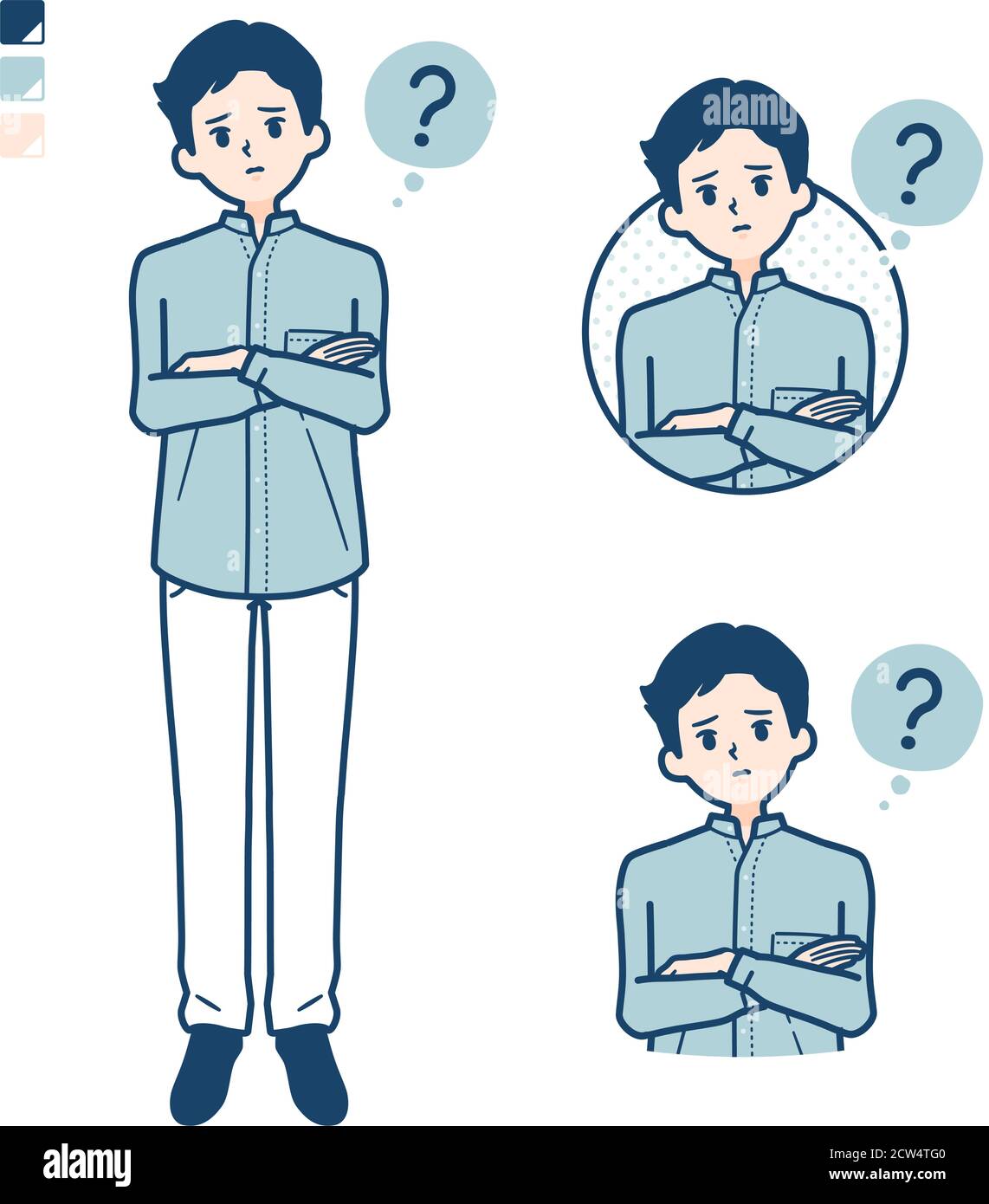 Man in a shirtwith Question images. It's vector art so it's easy to ...