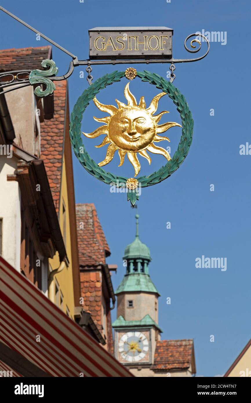 wrought iron sign, old town, Rothenburg ob der Tauber, Middle Franconia ...
