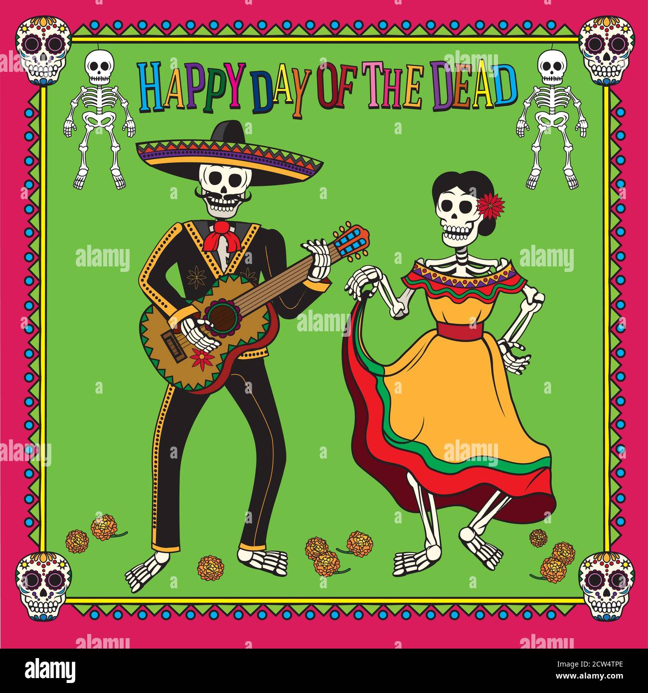 Day of dead skeleton dancing Stock Vector Images - Alamy