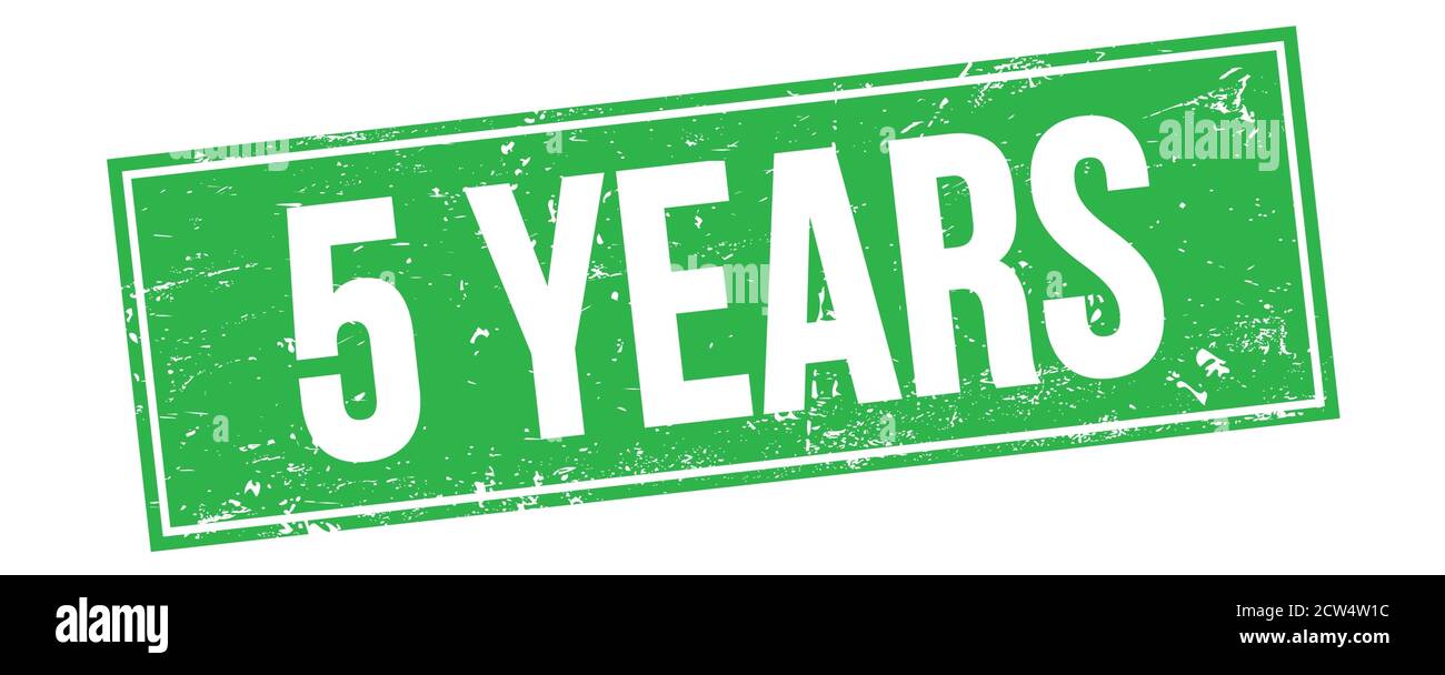 5 YEARS text on green grungy rectangle stamp sign Stock Photo - Alamy