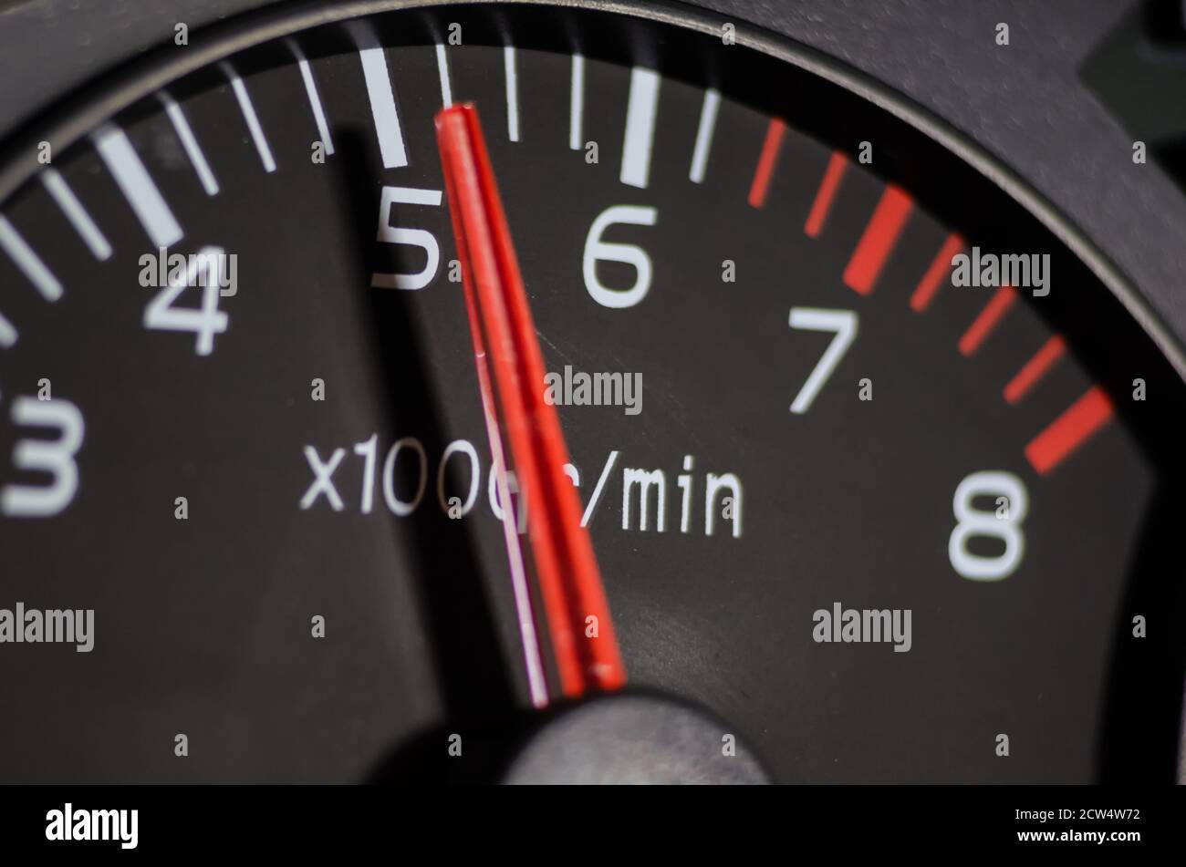 Close-up shot of the tachometer in the car. Car dashboard Stock Photo ...