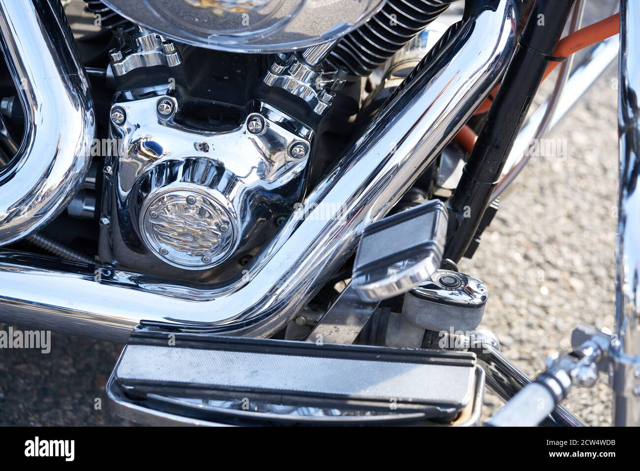 Chrome motorcycle. Stock. Side view of new black motorcycle with chrome ...