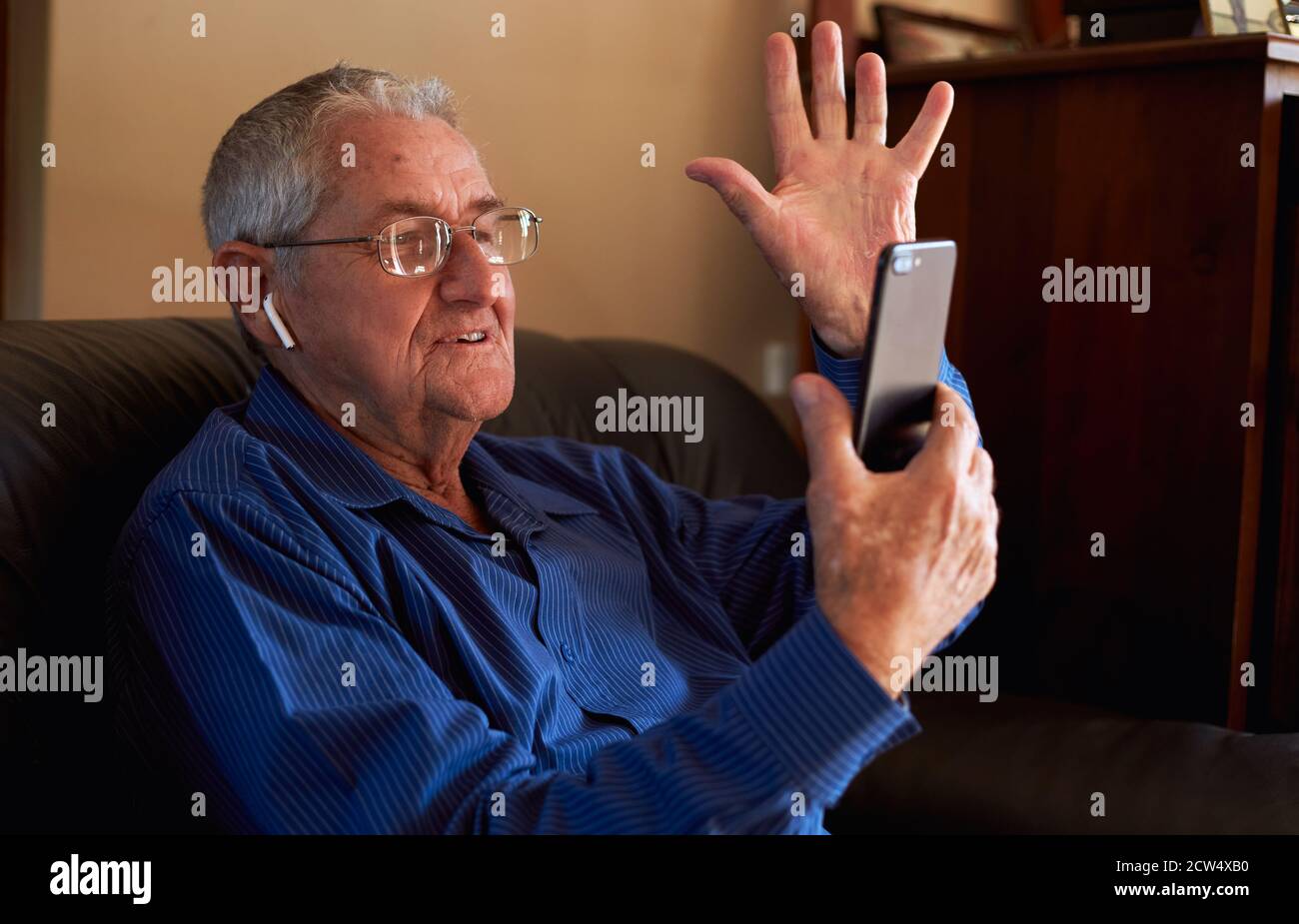 Adult man makes video call hi-res stock photography and images - Alamy