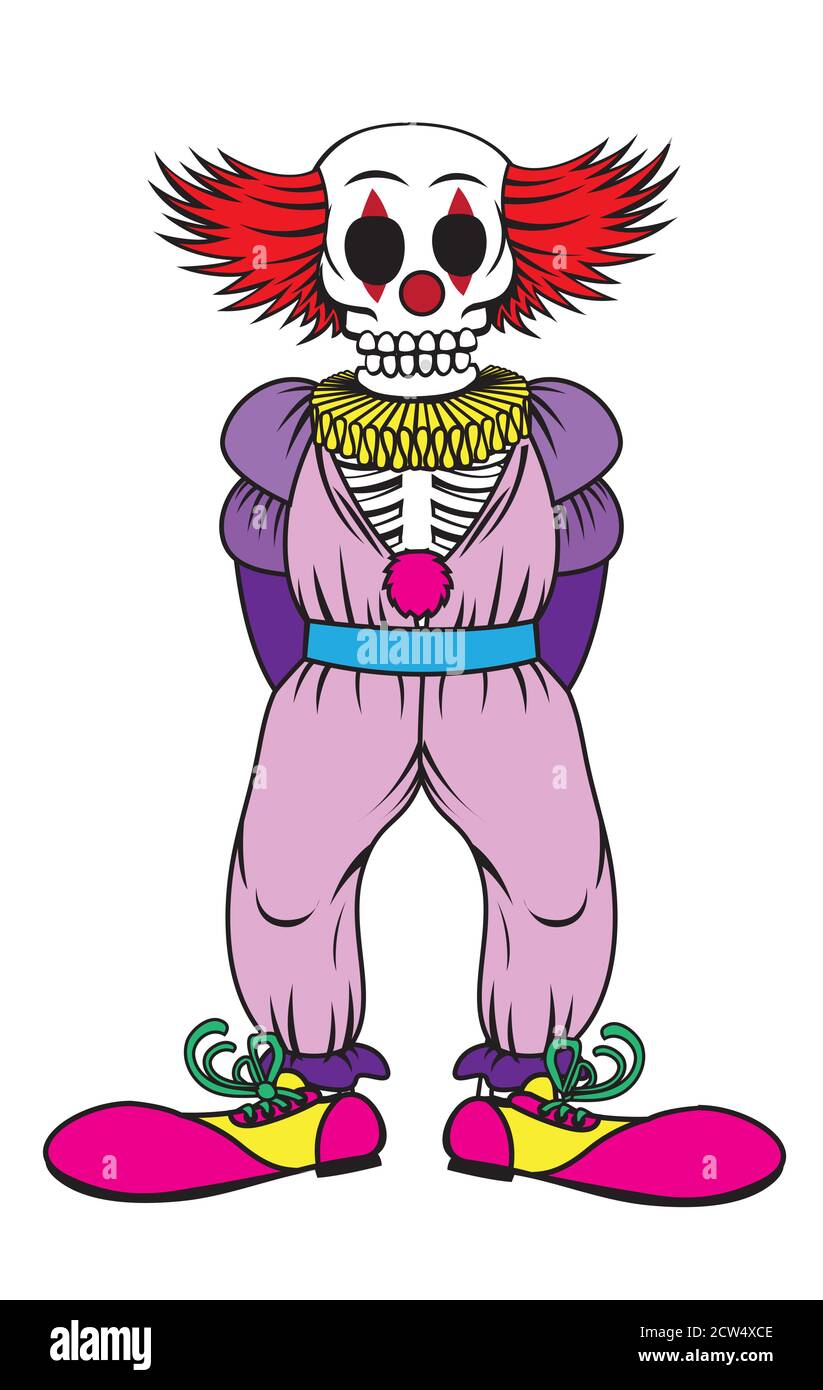 Scary skeleton clown illustration Stock Vector Image & Art - Alamy