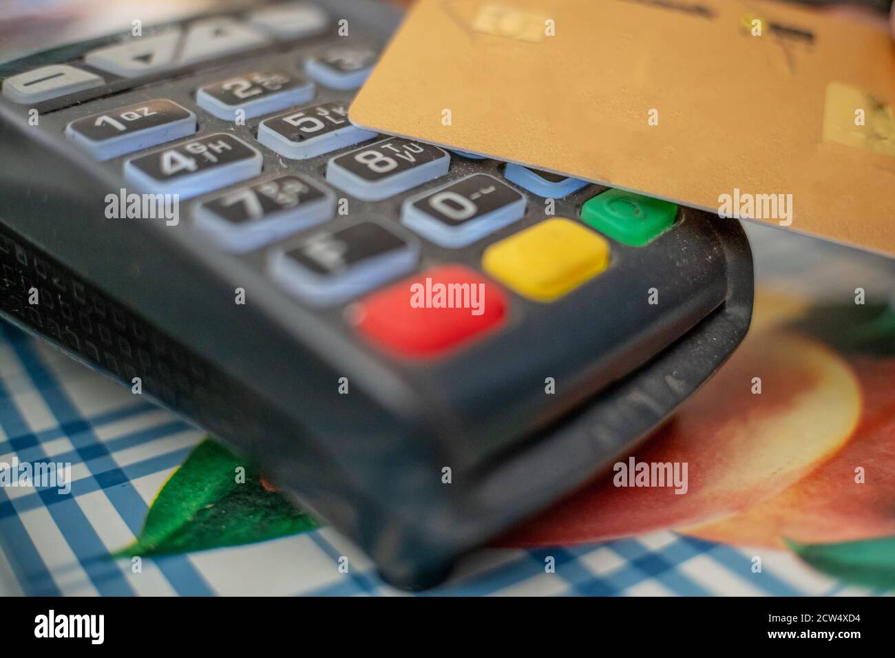 POS terminal, Payment Machine with credit card. Contactless payment ...