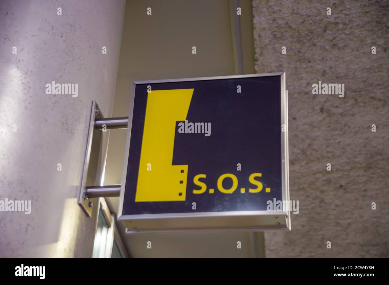 Emergency SOS Sign symbol in Public Transportation Subway Security ...