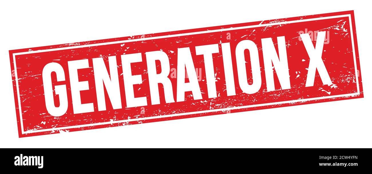 GENERATION X text on red grungy rectangle stamp sign Stock Photo - Alamy