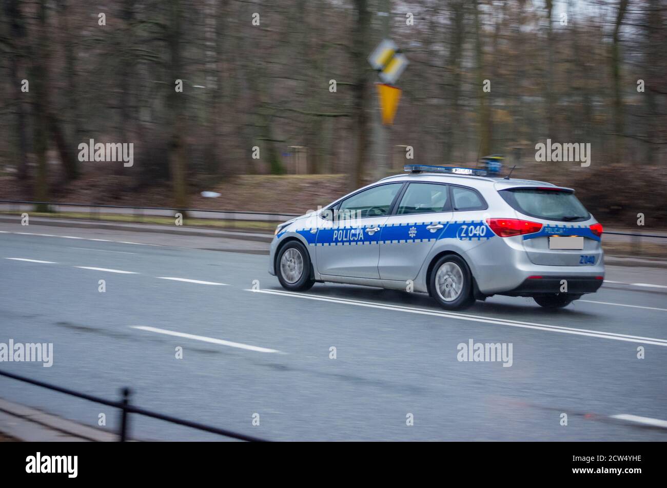 Police car travelling on the road at high speed Stock Photo - Alamy
