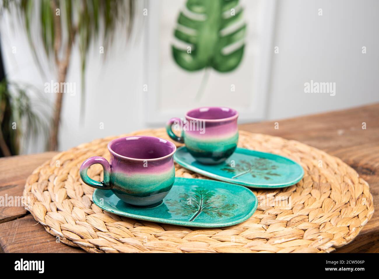 turkish coffee in handmade ceramic cups Stock Photo - Alamy