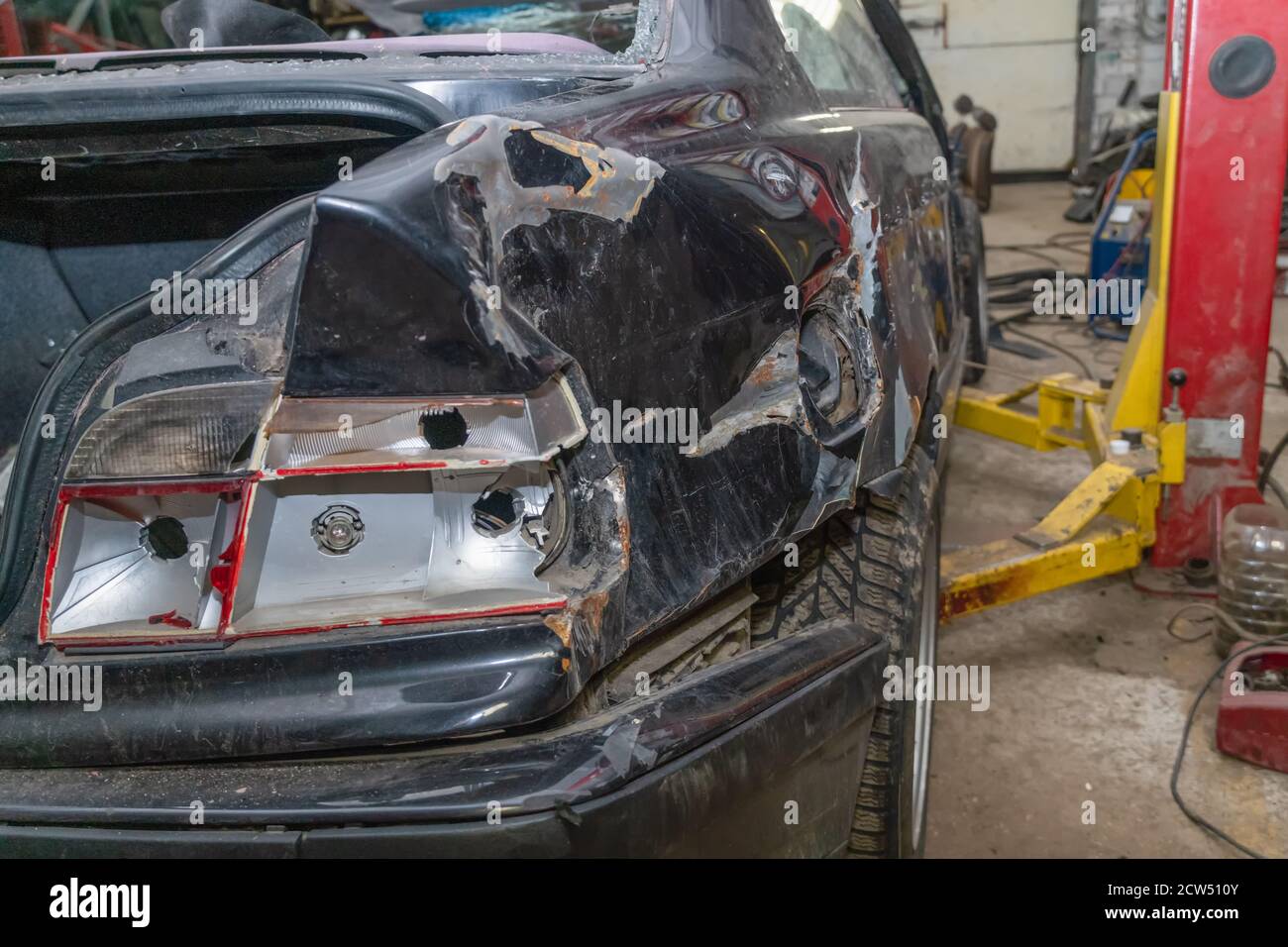 Car after an accident on the Assembly line. Disassembly, repair of the ...