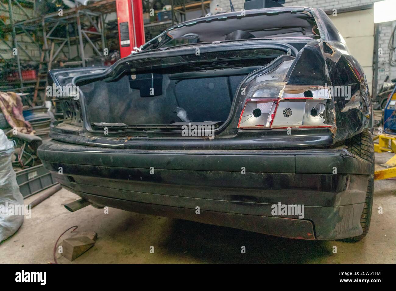 Car after an accident on the Assembly line. Disassembly, repair of the ...