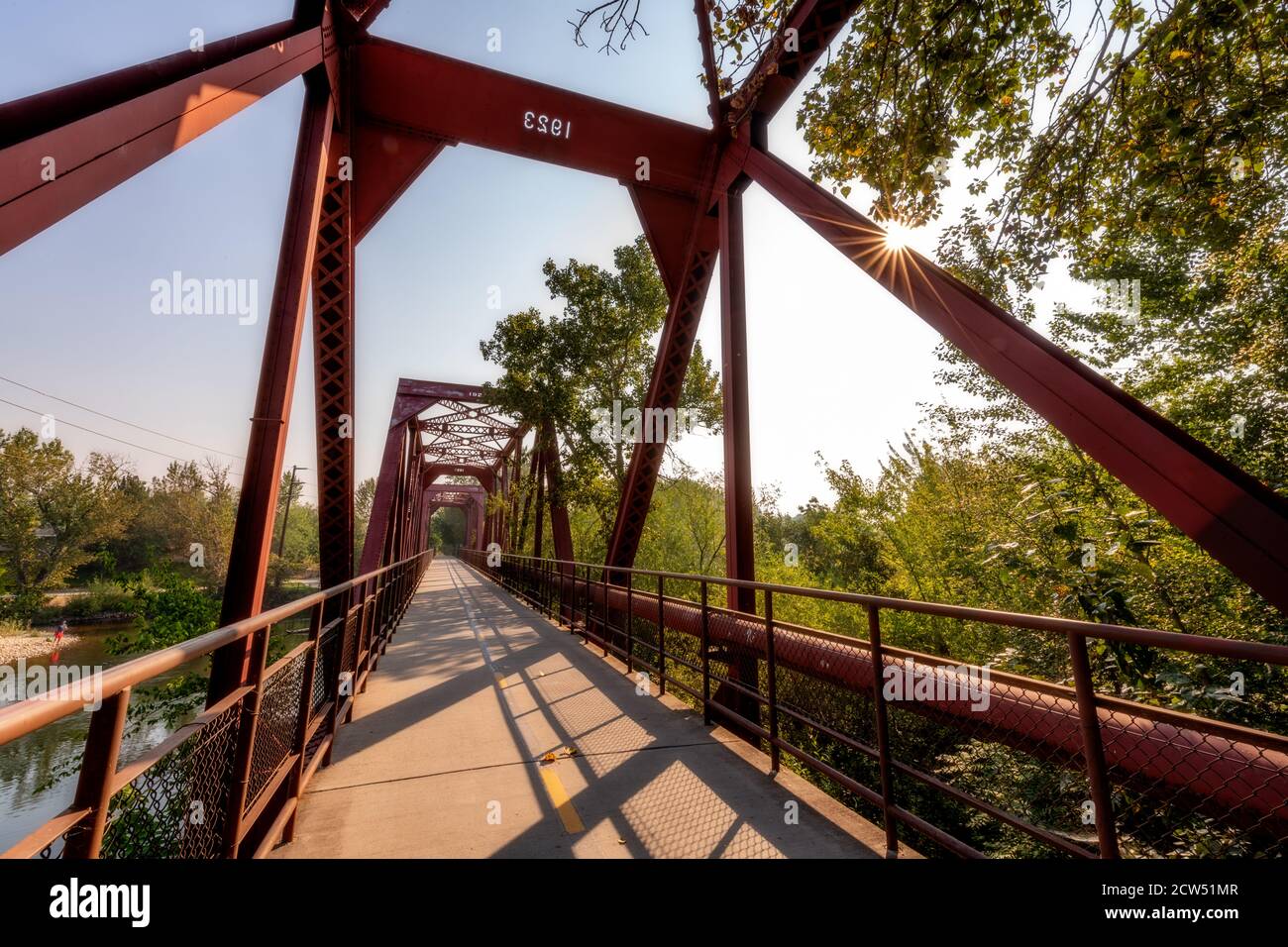 Boise River crossing bridge with a sun star Stock Photo - Alamy