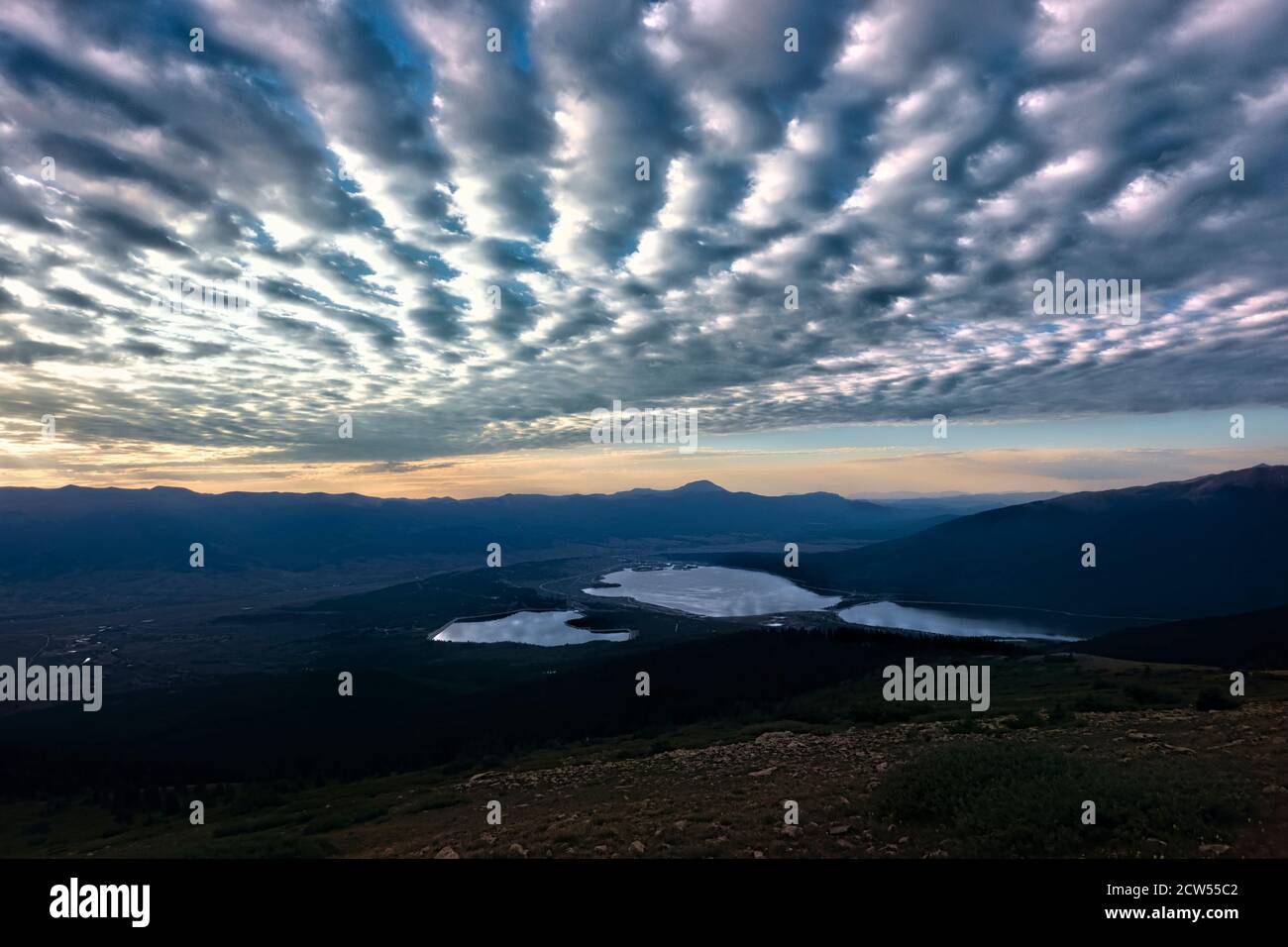 View of Twin Lakes from the Mount Elbert Trail, Colorado Stock Photo ...