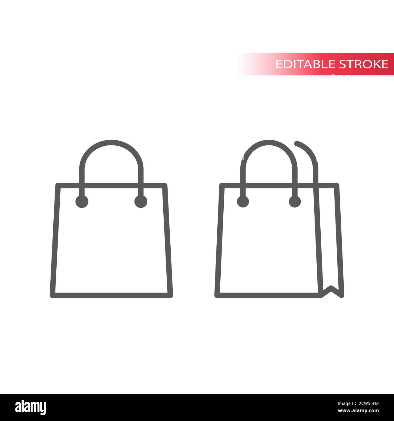 Shopping Bag Thin Line Vector Icon Simple Paper Bag Commerce Outline