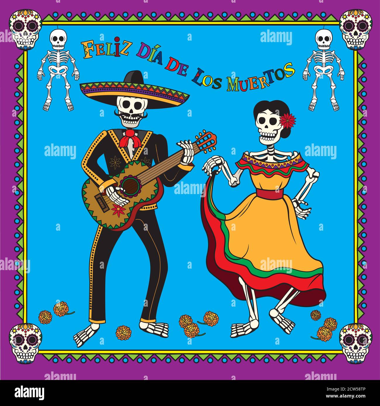 Day of dead skeleton dancing Stock Vector Images - Alamy