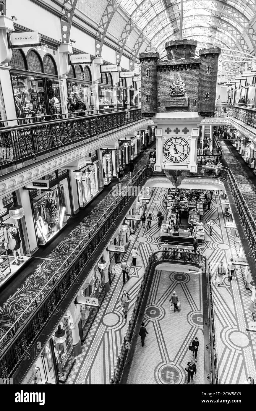 Sydney, Australia - 10 2018: Interior of Queen Victoria Building Stock ...