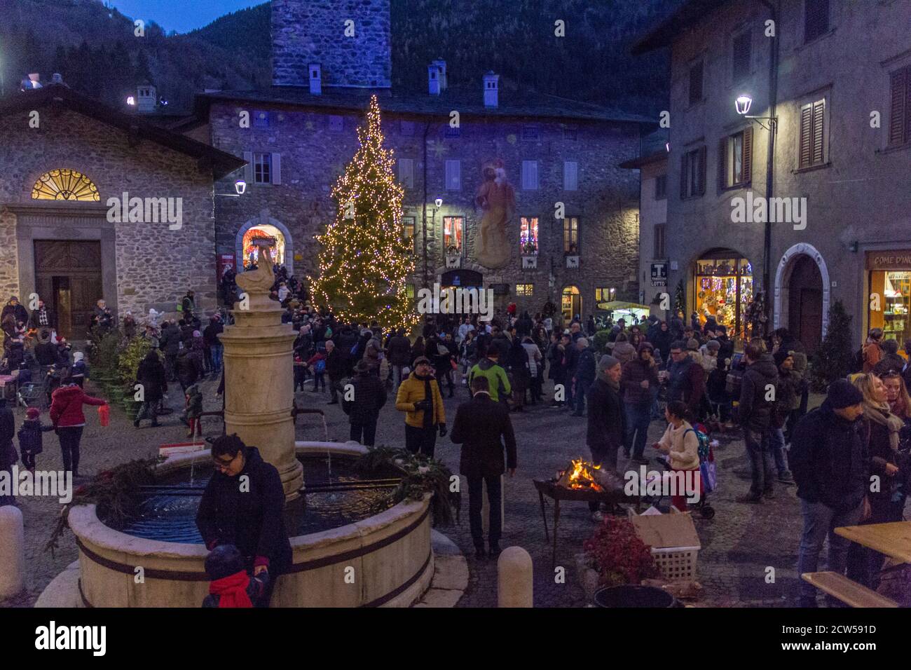 The ancient town of Gromo in the Christmas period Stock Photo - Alamy