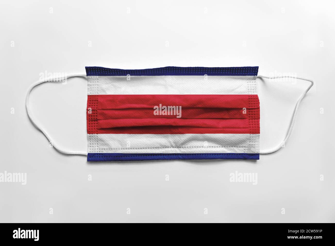 Face mask with Costa Rica flag printed, on white background, isolated ...