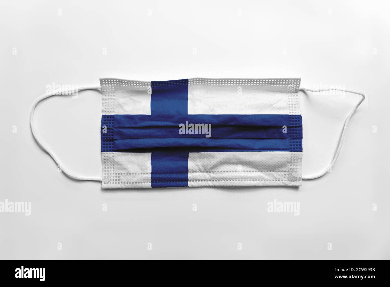 Face mask with Finland flag printed, on white background, isolated ...
