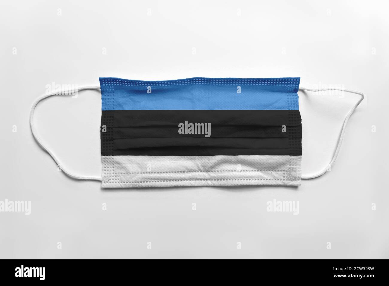 Face mask with Estonia flag printed, on white background, isolated ...