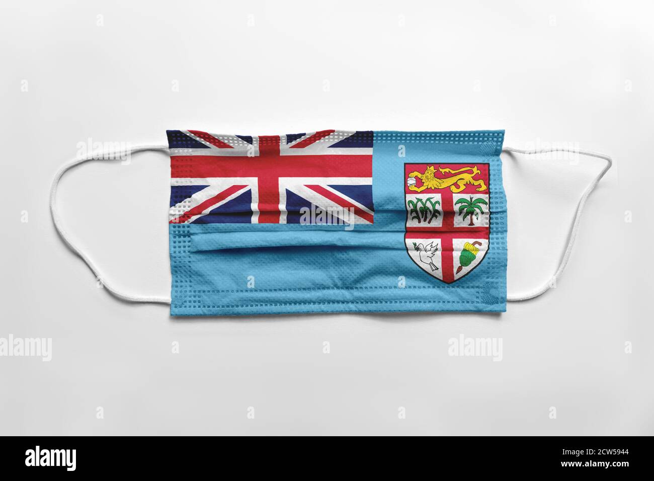 Face mask with Fiji flag printed, on white background, isolated Stock ...