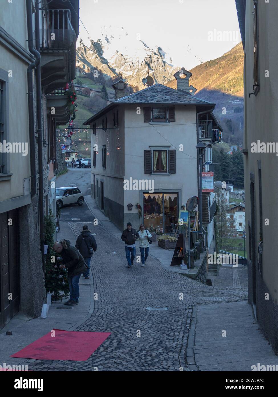 The ancient town of Gromo in the Christmas period Stock Photo - Alamy