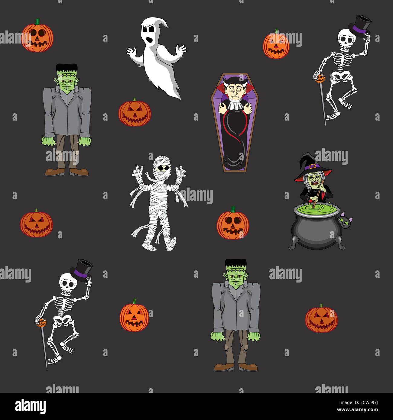 Cartoon style Halloween pattern background Stock Vector Image & Art - Alamy
