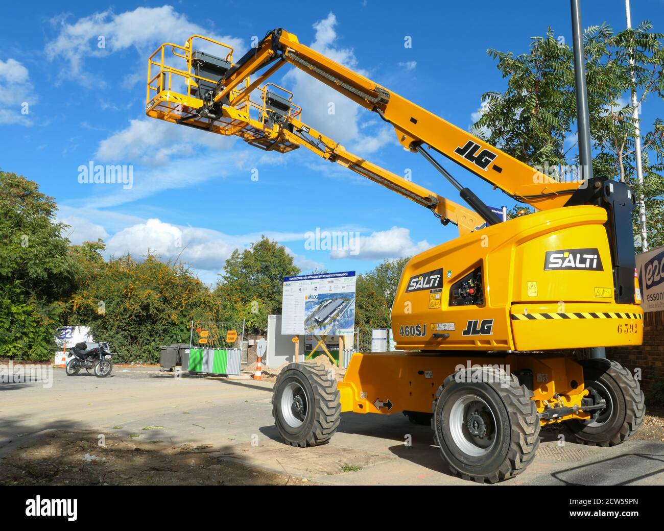 Ris orangis, France. September 26. 2020. Construction machine. Aerial ...