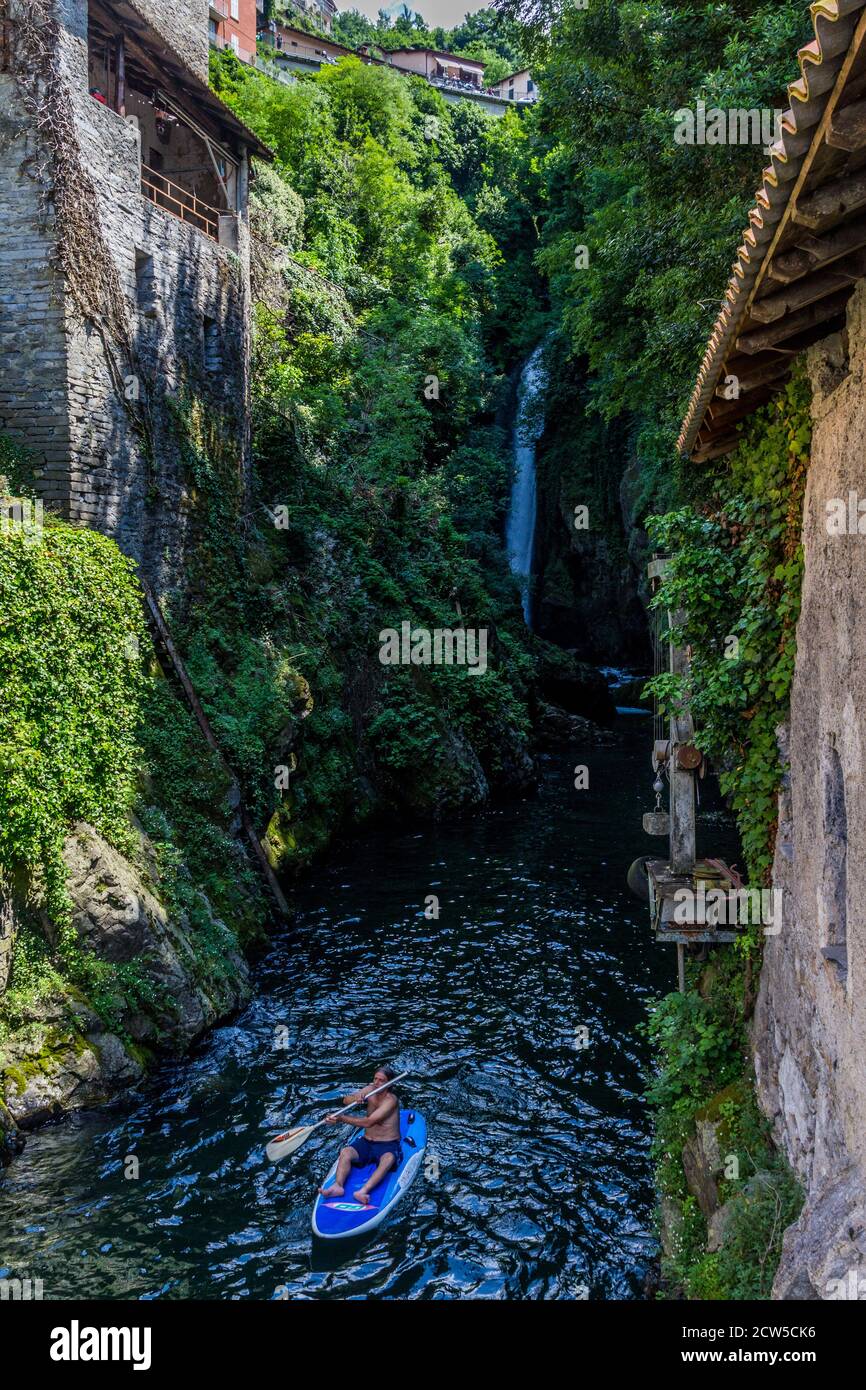 The Nesso waterfall on the Como lake Stock Photo - Alamy