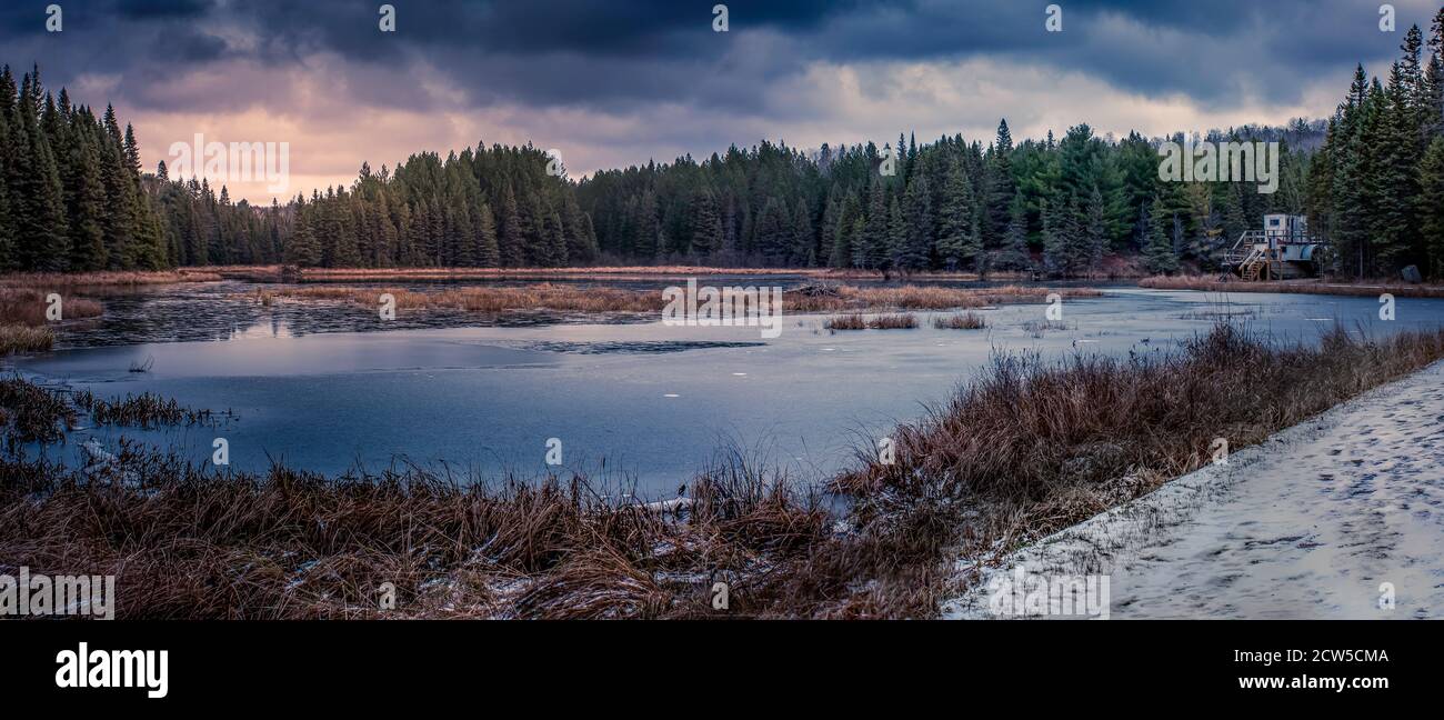 An approaching winter storm in late fall over a marsh Stock Photo - Alamy