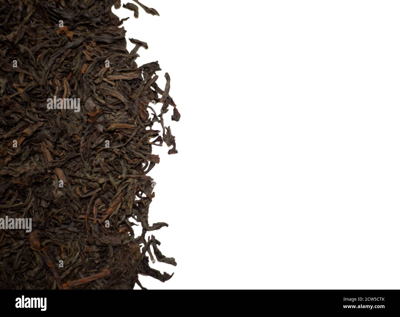 Dried black tea leaves on a white background. Space for text Stock ...