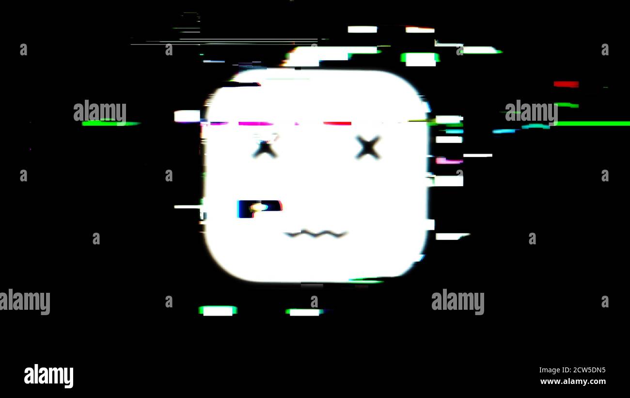 Cartoon glitch smile Face emoticon sign Geometric art Glitch effect ...