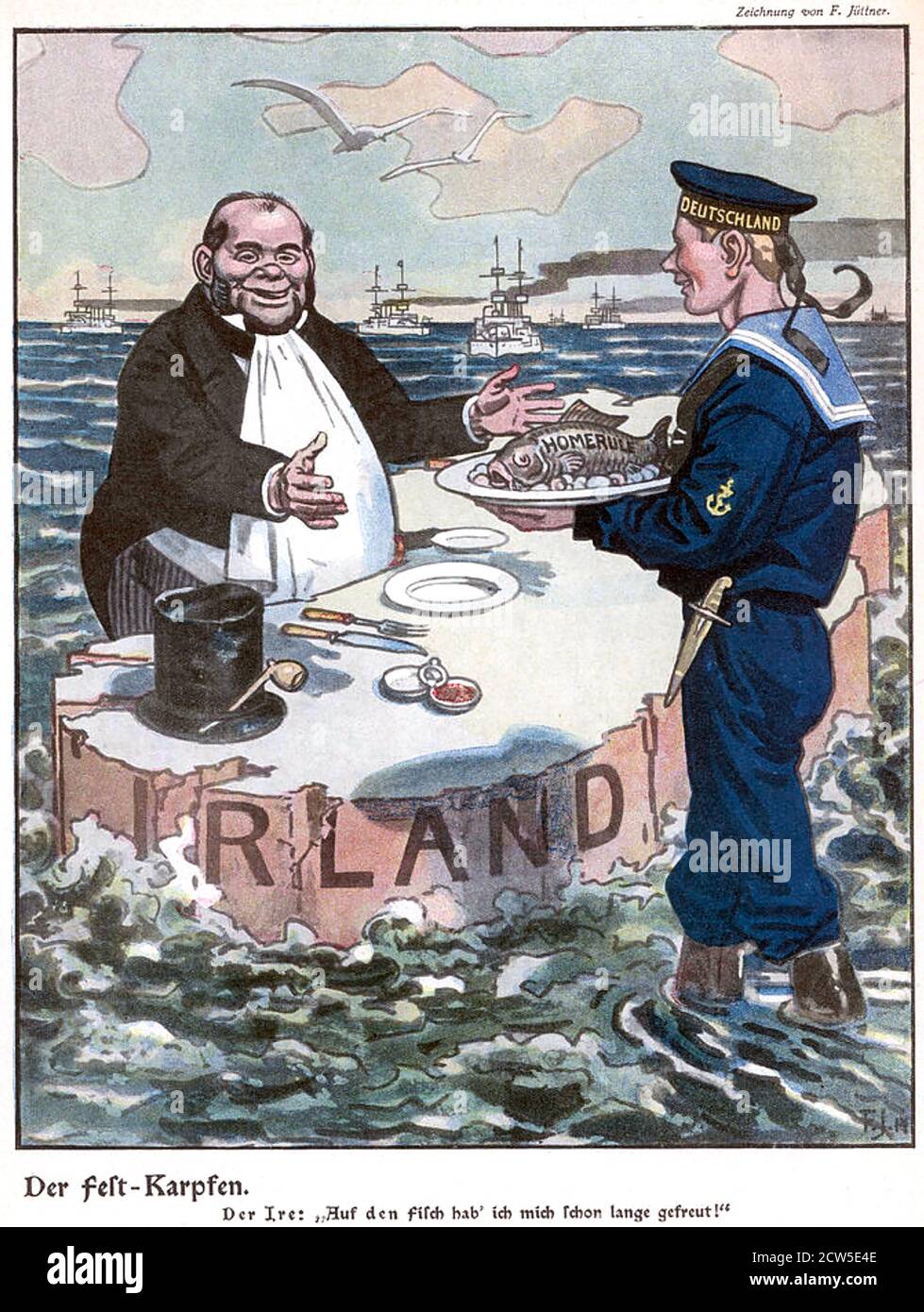 HOME RULE FOR IRELAND A December 1914 German cartoon showing Ireland ...