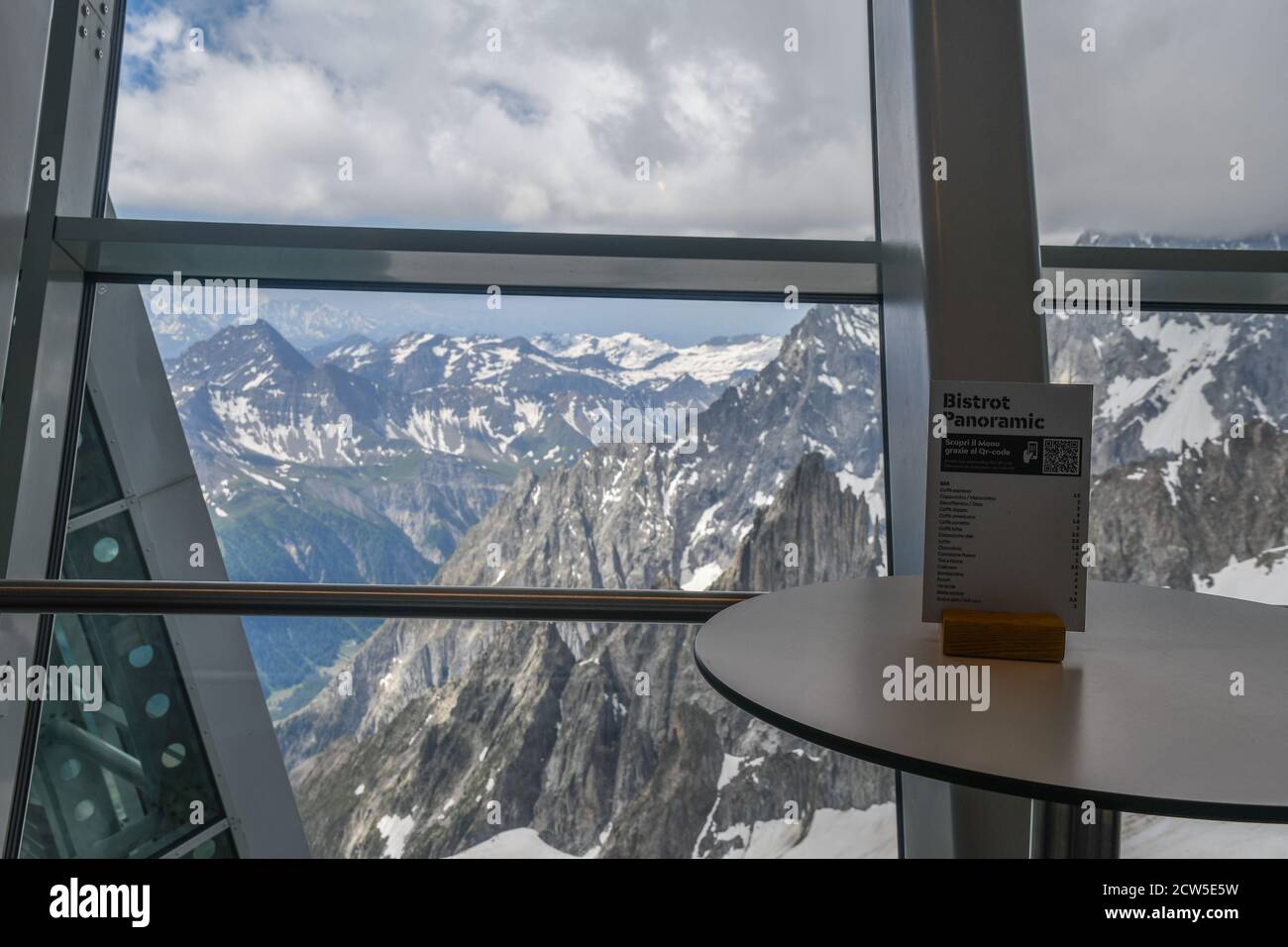 Café inside Pointe Helbronner station of Skyway Monte Bianco cableway ...