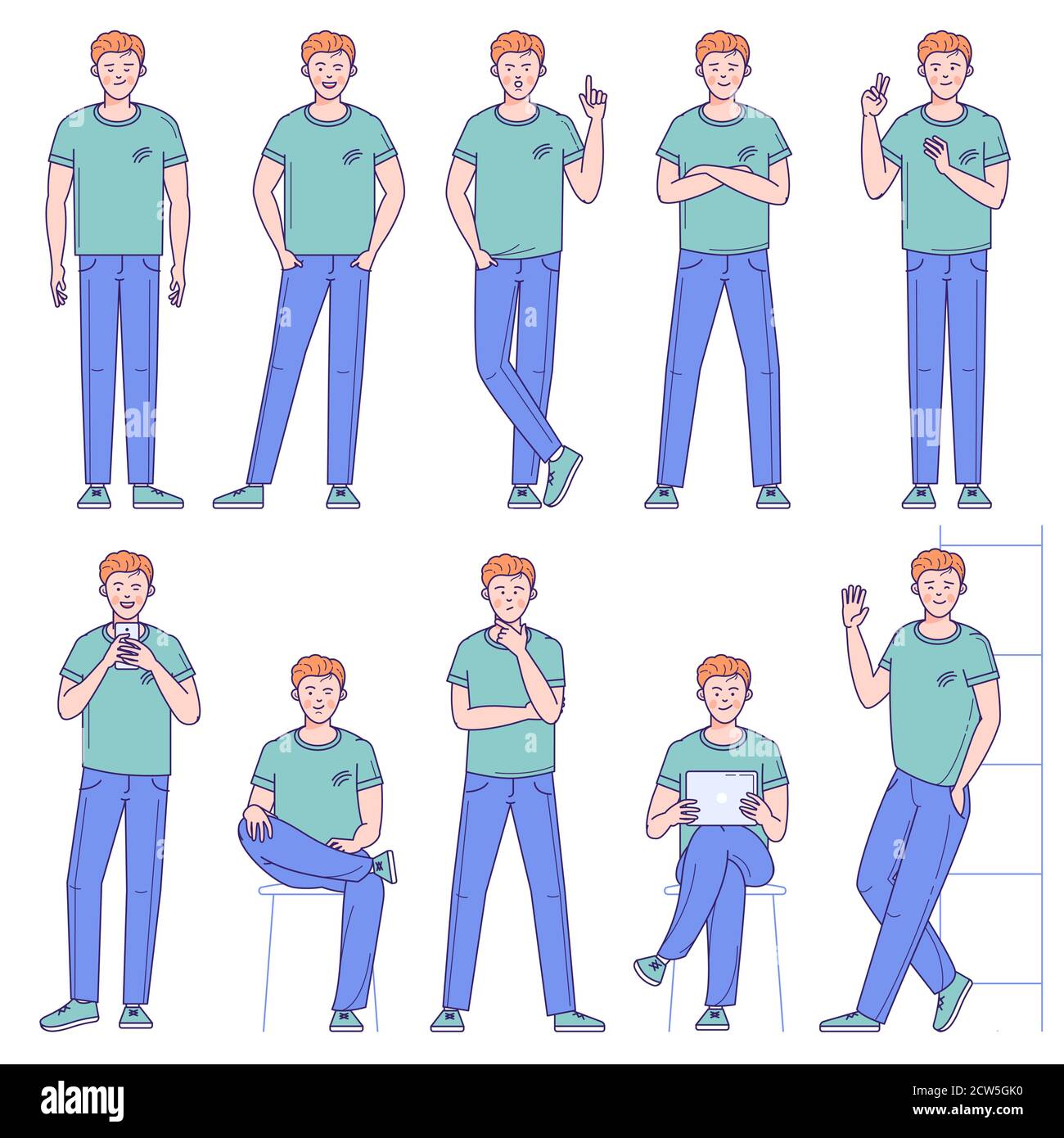 young man poses and activityes Stock Vector Image & Art - Alamy