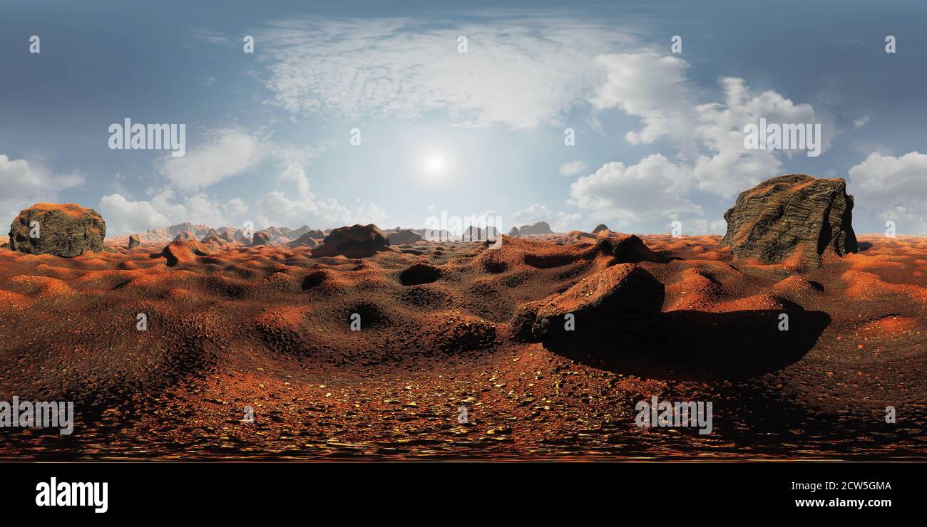 8K HDRI map, surface of planet Mars, spherical environment panorama ...