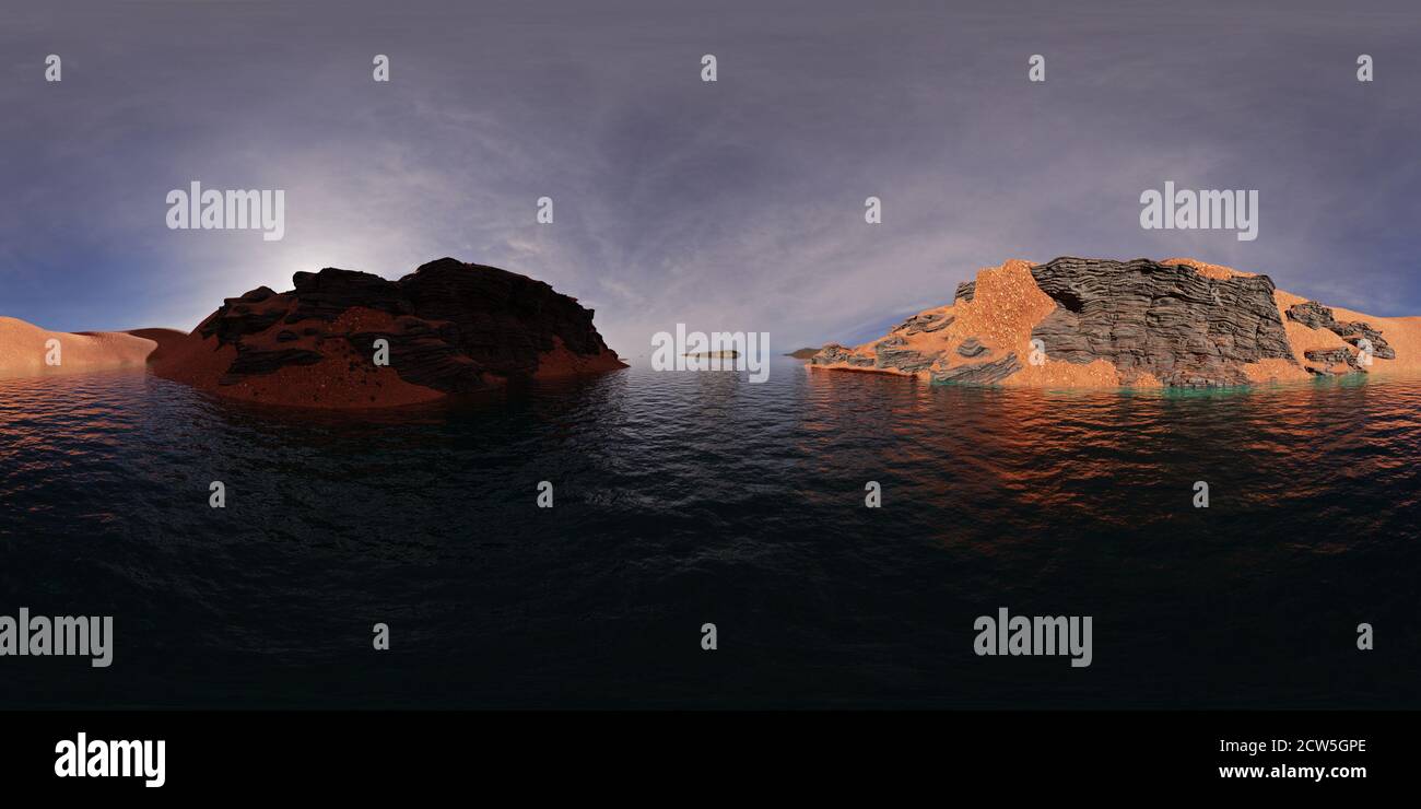 HDRI map of ancient planet Mars with liquid surface water, 360 degree ...