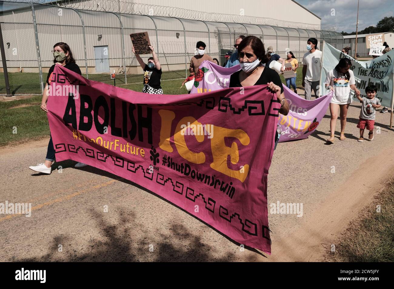 Ocilia, Georgia, USA. 26th Sep, 2020. Demonstrators gather outside of ...