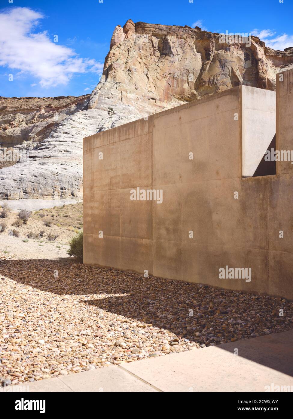 Concrete walls in a desert landscape at the Amangiri Resort Stock Photo ...