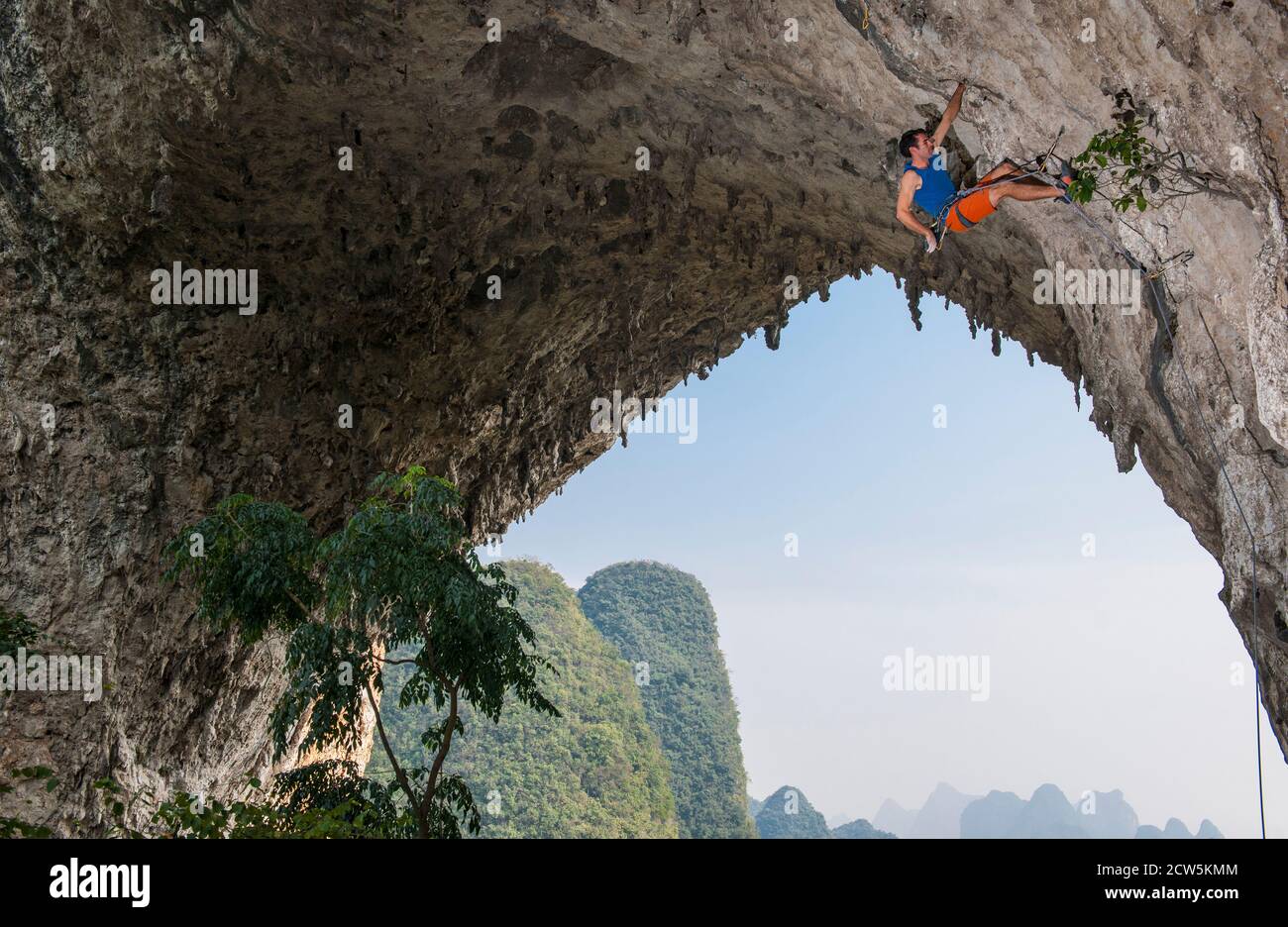 Yangshuo rock climbing moon hill hi-res stock photography and images ...