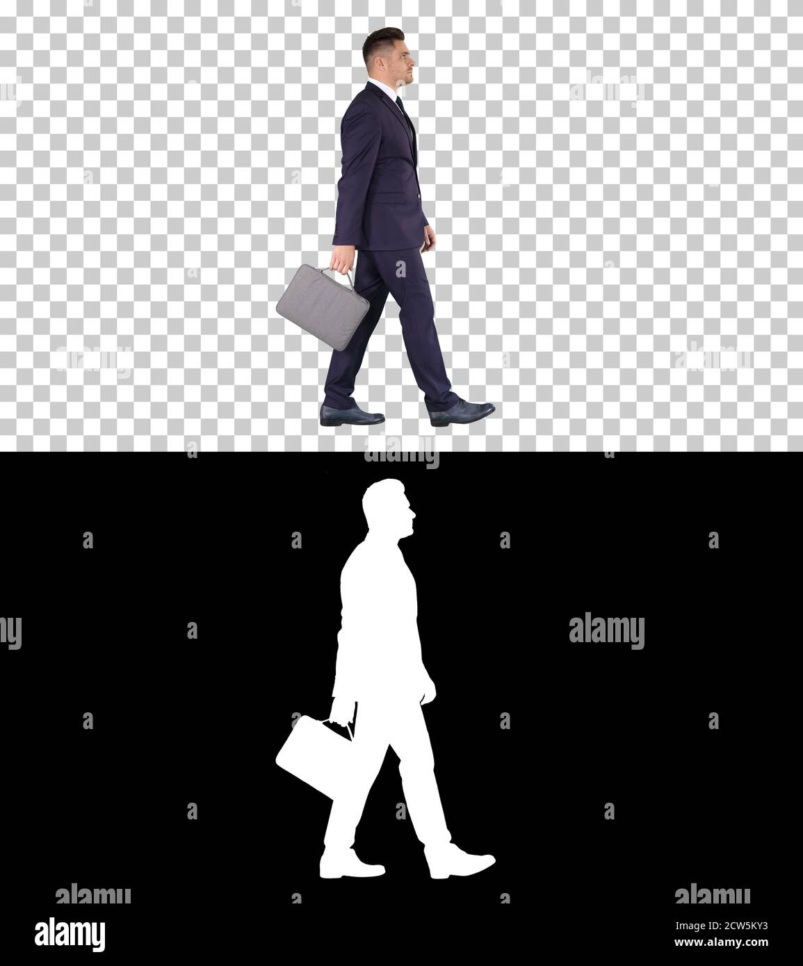 Handsome businessman in a suit walks with a briefcase, Alpha Cha Stock ...