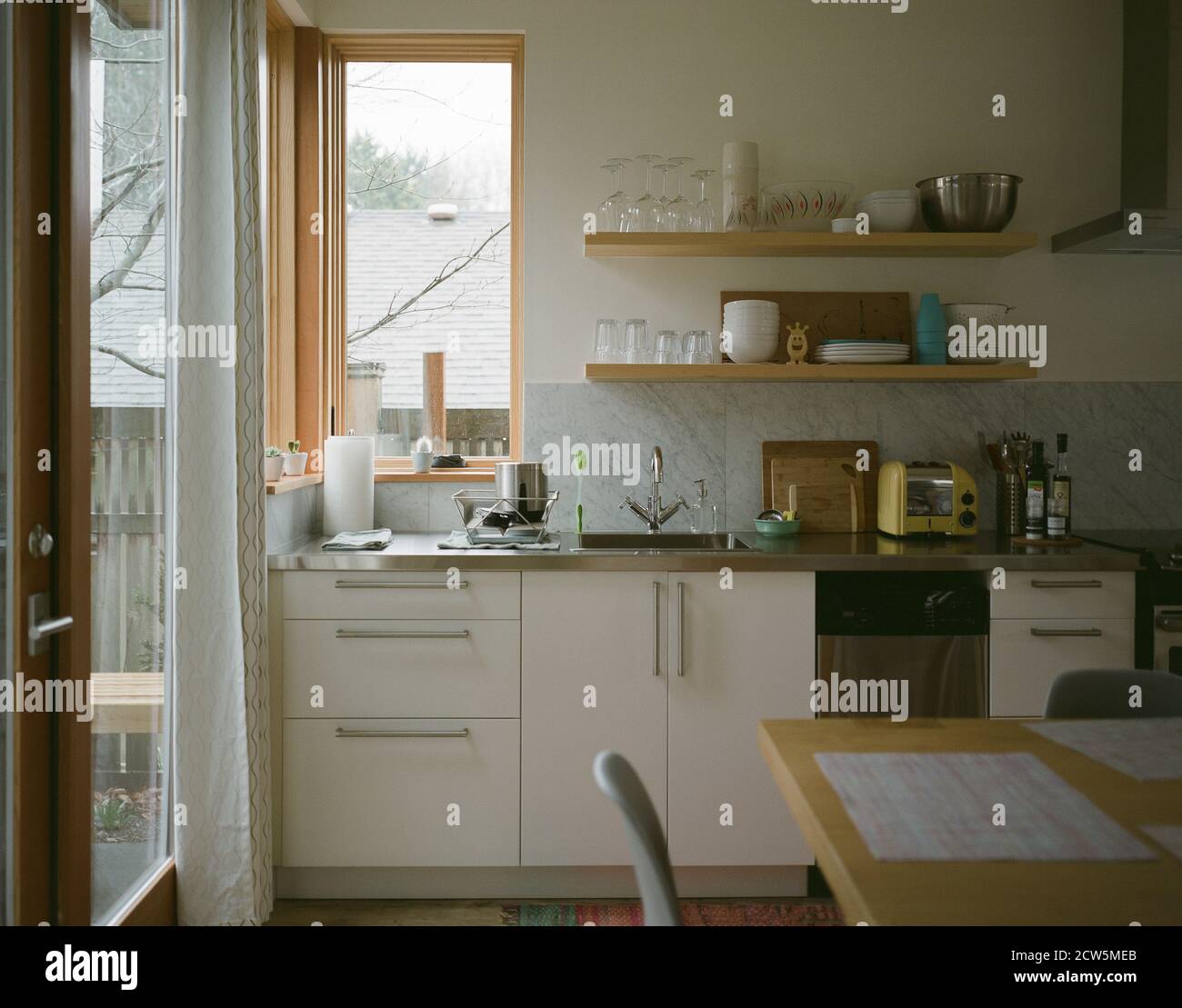 Modern kitchen countertop marble backing interior apartment home Stock ...