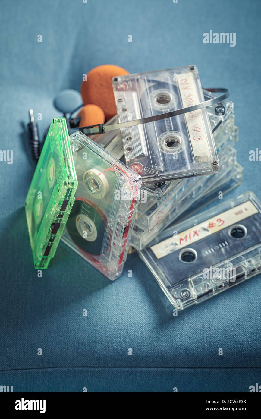 Antique stack audio cassettes hi-res stock photography and images - Alamy
